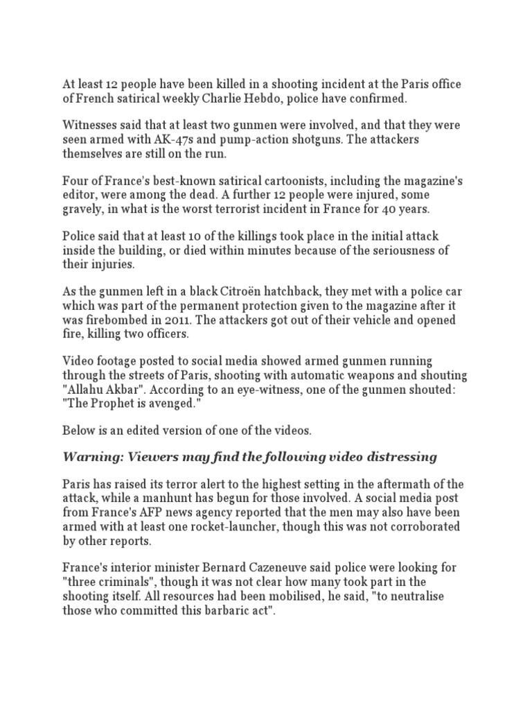 Warning: Viewers May Find The Following Video Distressing | PDF ...