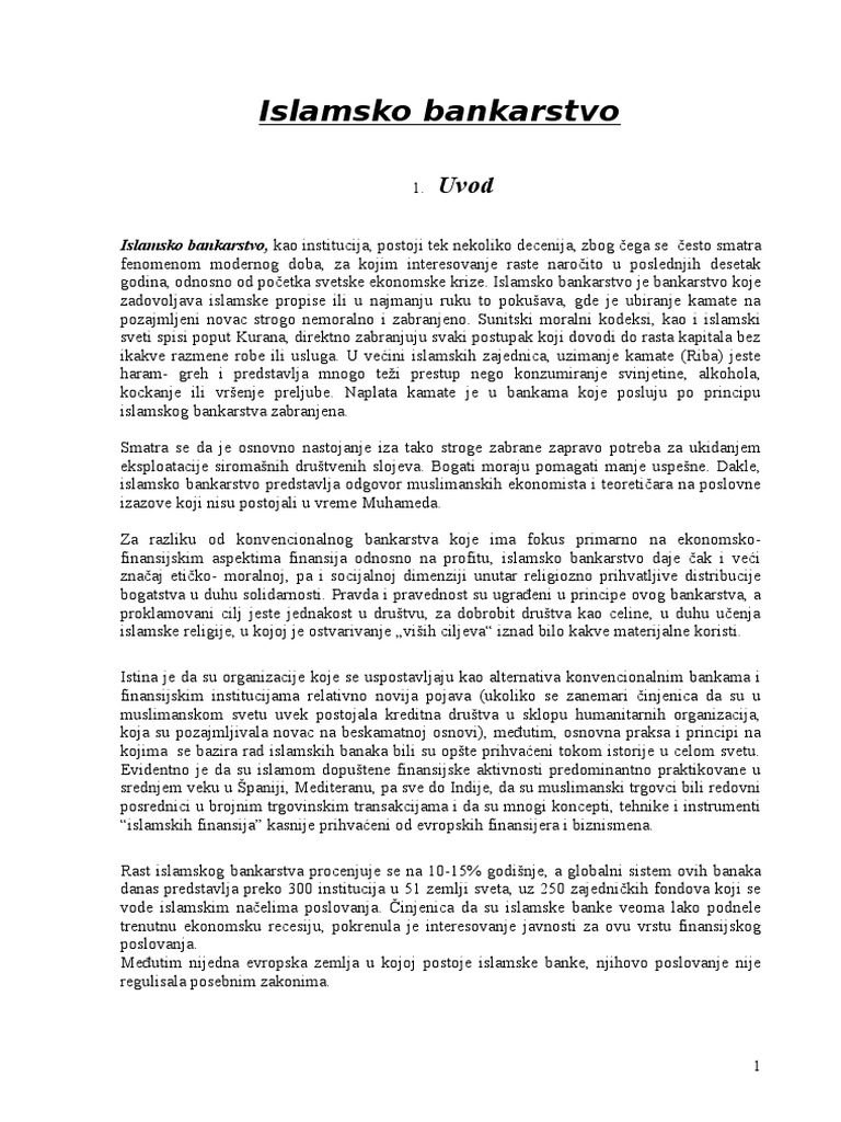 Islamsko Bankarstvo | PDF