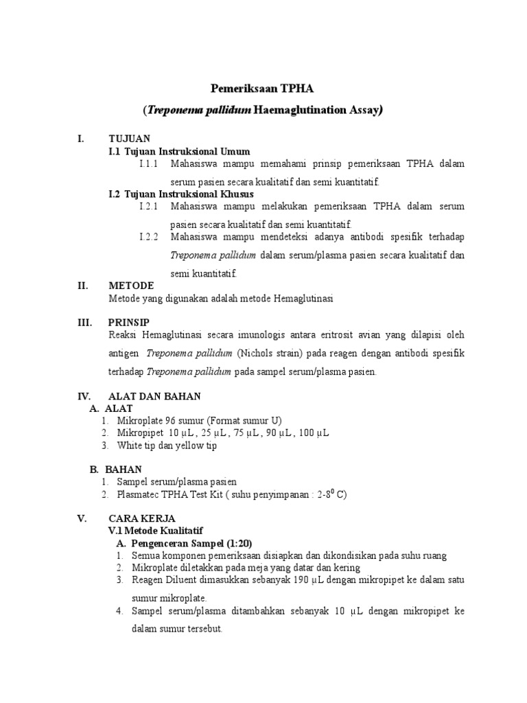 Interpretasi Hasil Pemeriksaan TPHA | PDF | Kesehatan Holistik ...