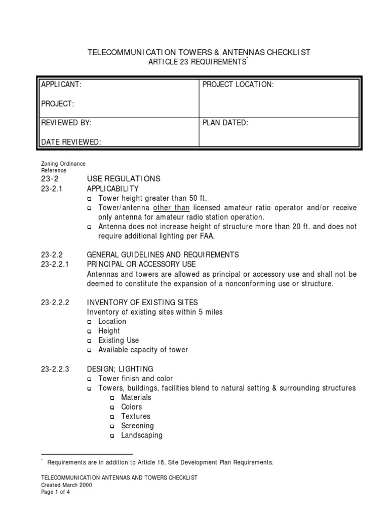 Towers Antennas Checklist | PDF | Antenna (Radio) | Lighting