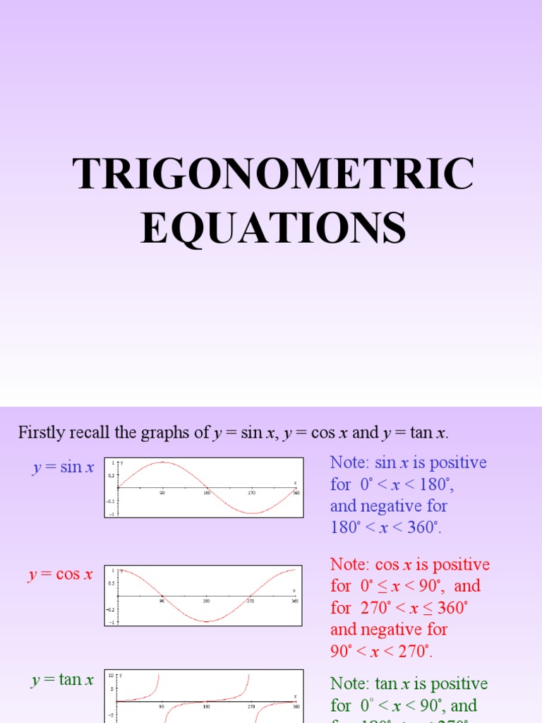 Trigonometric Equations | PDF | Trigonometric Functions | Sine