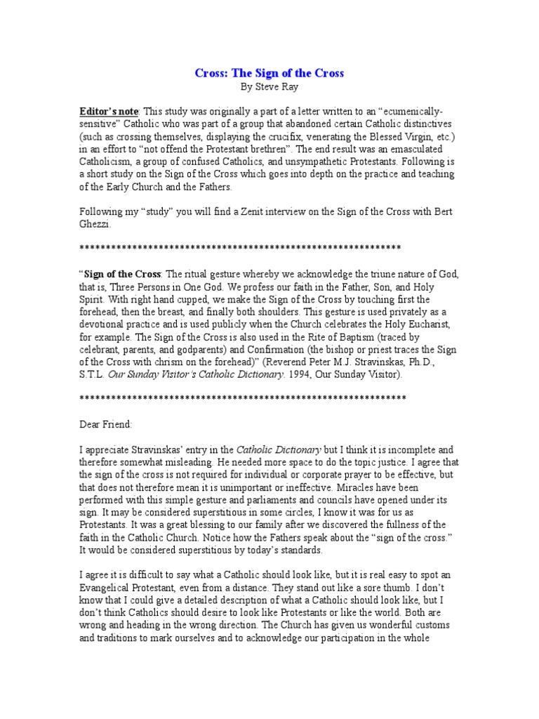The Sign of The Cross | PDF | Baptism | Catholic Church