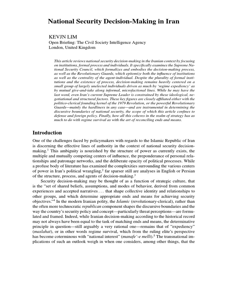 National Security Decision-Making in Iran | PDF | Army Of The Guardians ...