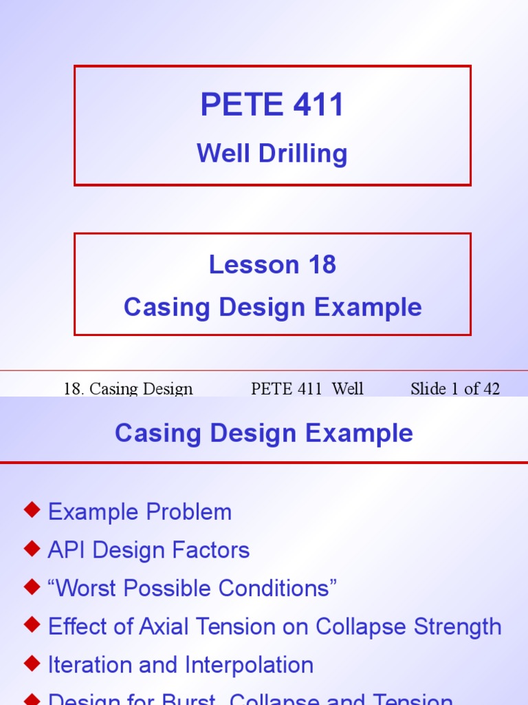 Casing Design Example | PDF | Casing (Borehole) | Pounds Per Square Inch