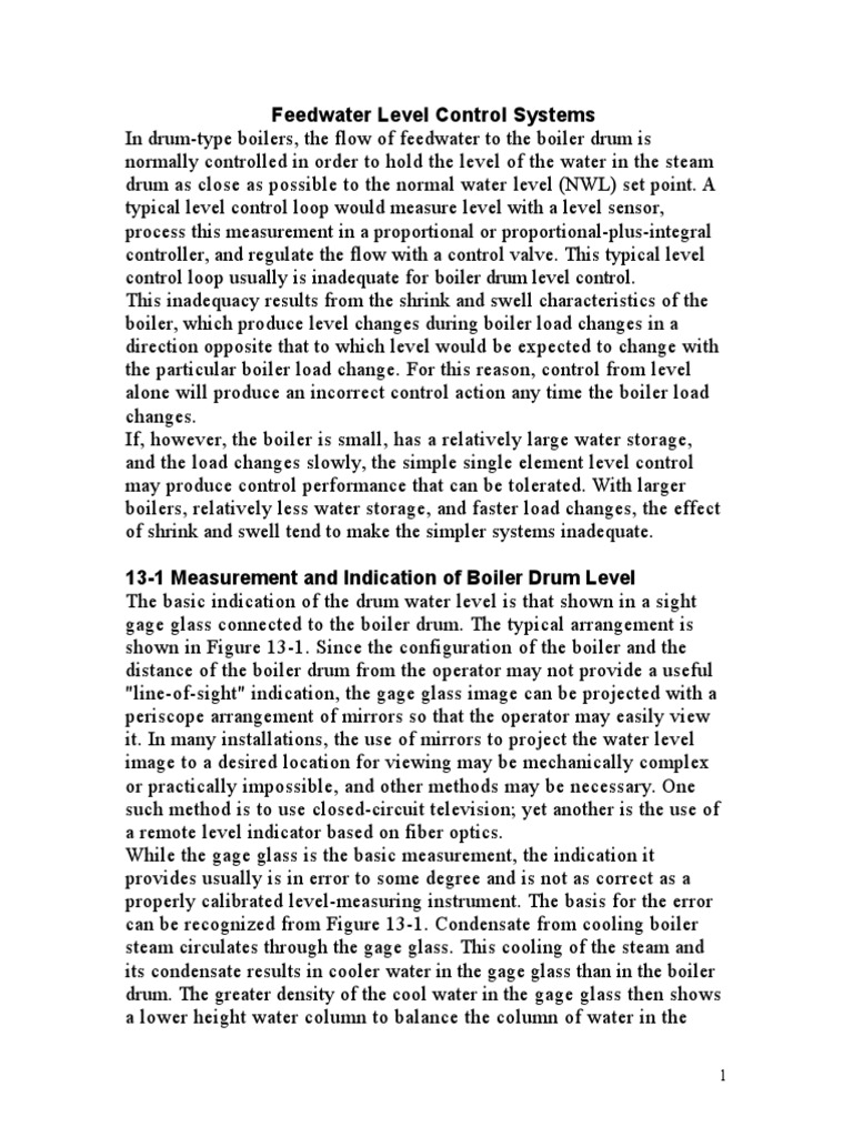 1 - 303 - Feedwater Level Control Systems | PDF | Boiler | Steam Engine