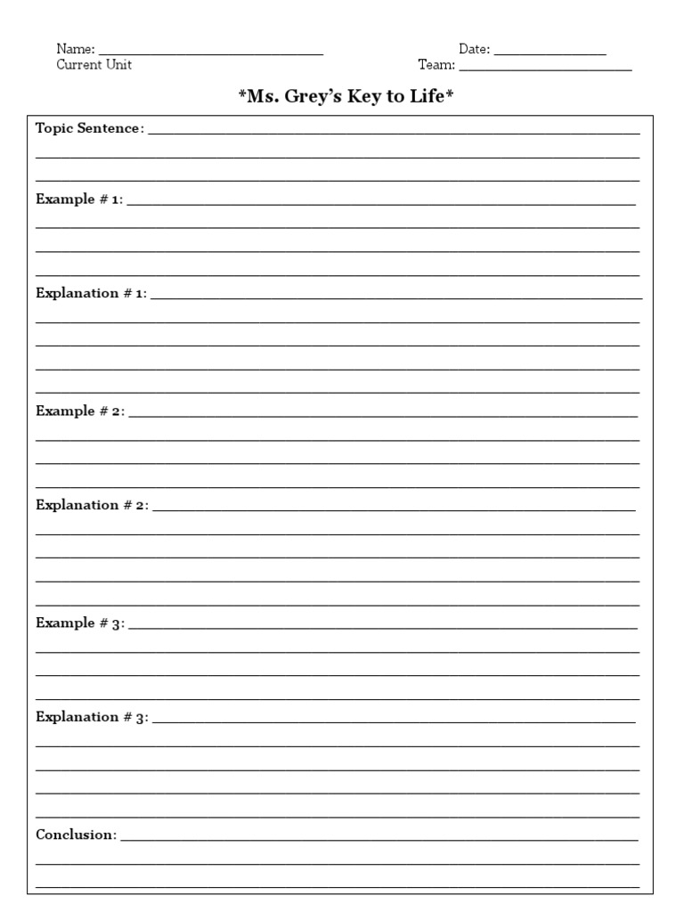 Ms. Grey's Life Key Template | PDF