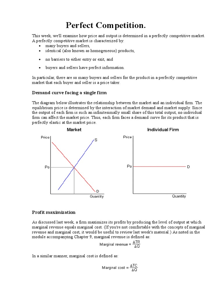 Perfect Competition Lecture Notes | PDF | Perfect Competition | Profit ...
