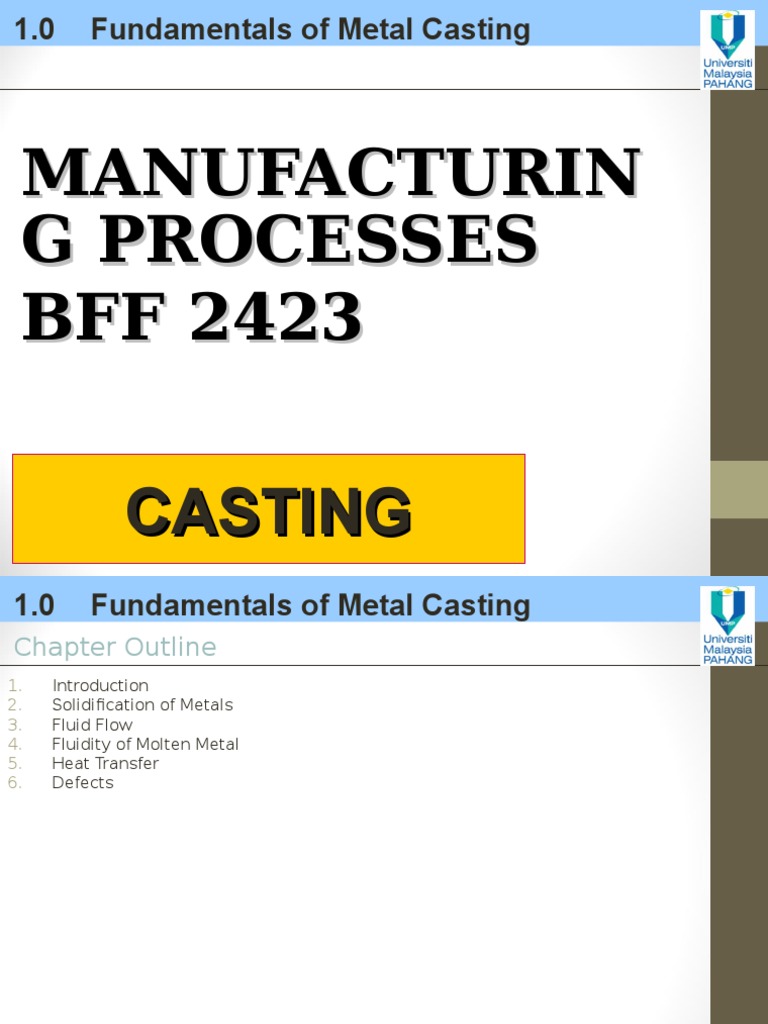 1.0 Fundamentals of Casting | PDF | Casting (Metalworking) | Freezing