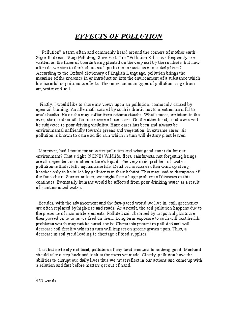 Effects of Pollution | PDF | Pollution | Soil