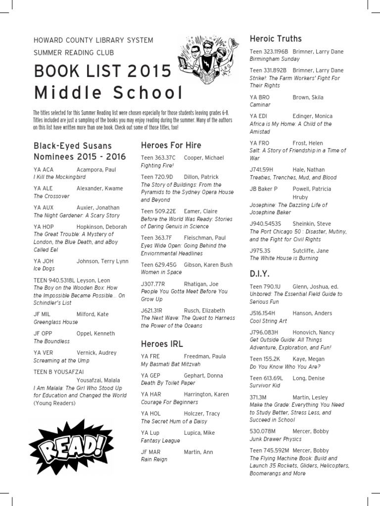 2015-2016 Middle School Summer Reading List | PDF | Nature