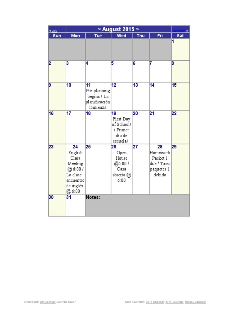 August 2015 Calendar | PDF