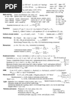 Physics 12 Formula Sheet | PDF | Motion (Physics) | Theoretical Physics
