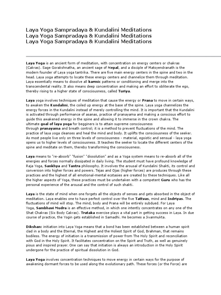Laya Yoga Sampradaya | PDF