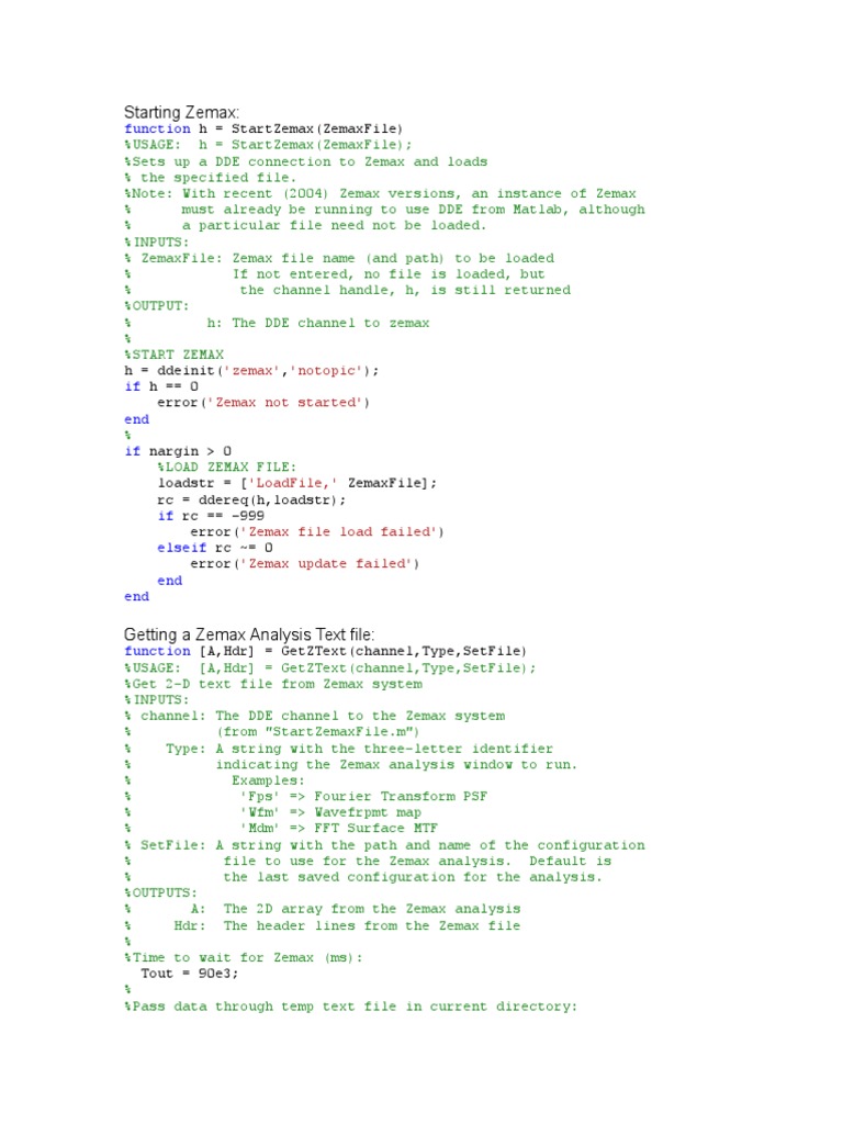 Dde Functions Matlab Zemax Pdf Computer File Computer Data
