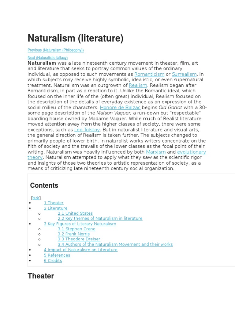 Naturalism Curent Literar | PDF | Realism (Arts) | Literary Realism