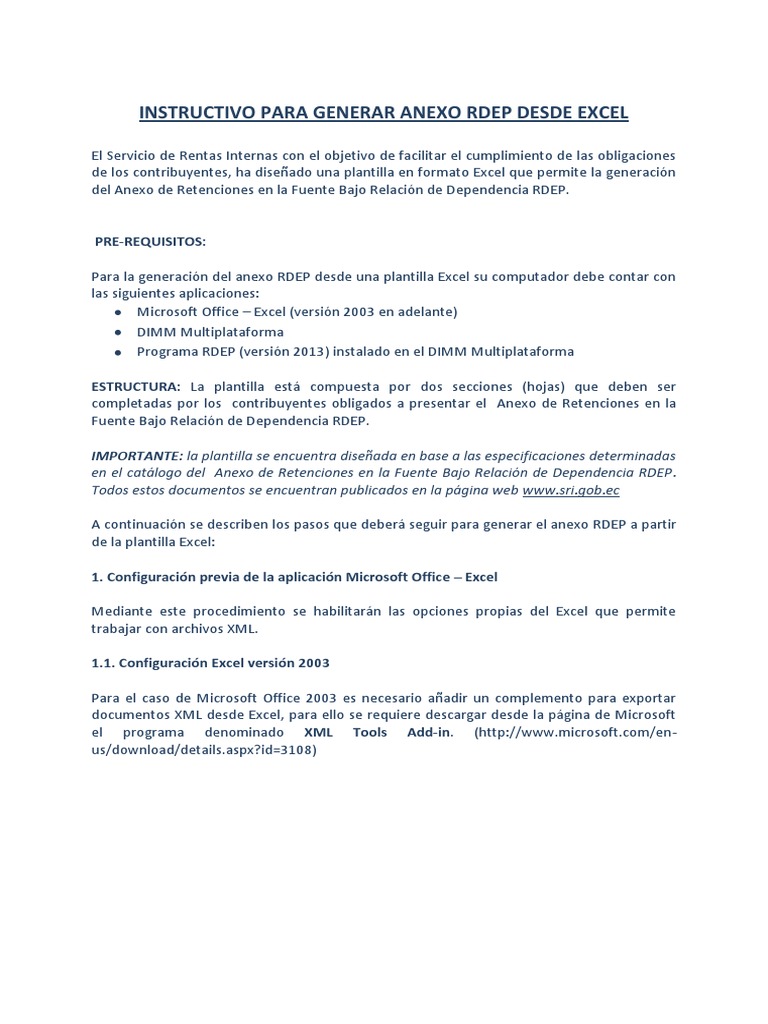 Generación Anexo RDEP en Excel | PDF | Microsoft Excel | Microsoft