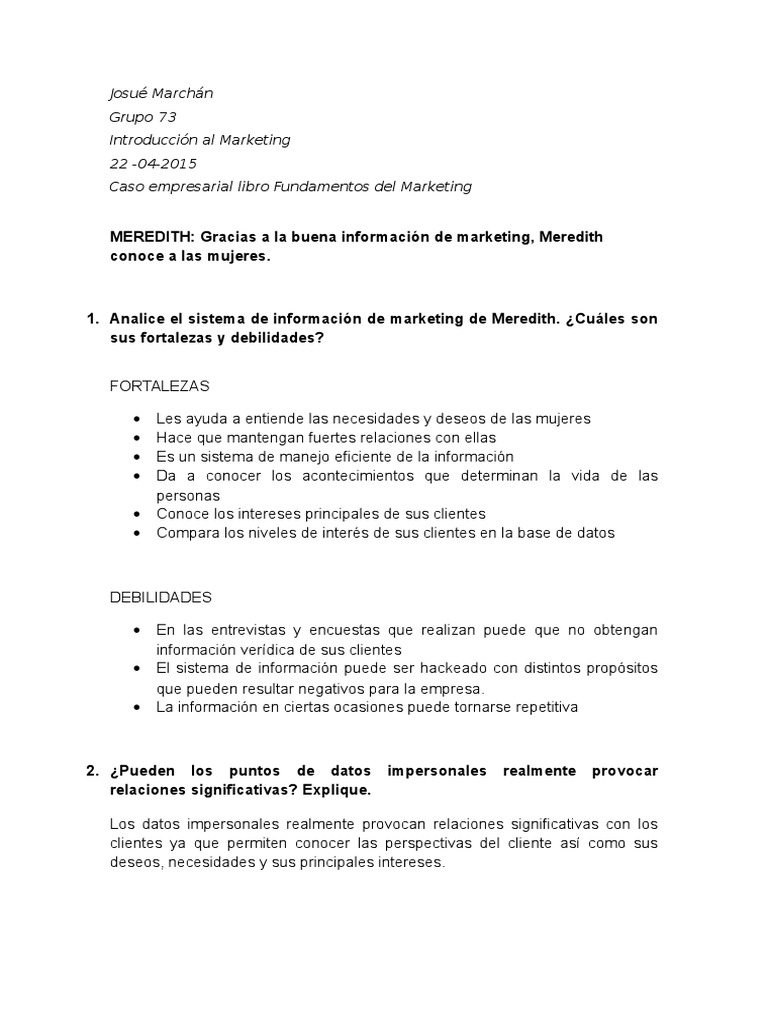 Caso Empresarial MEREDITH | PDF