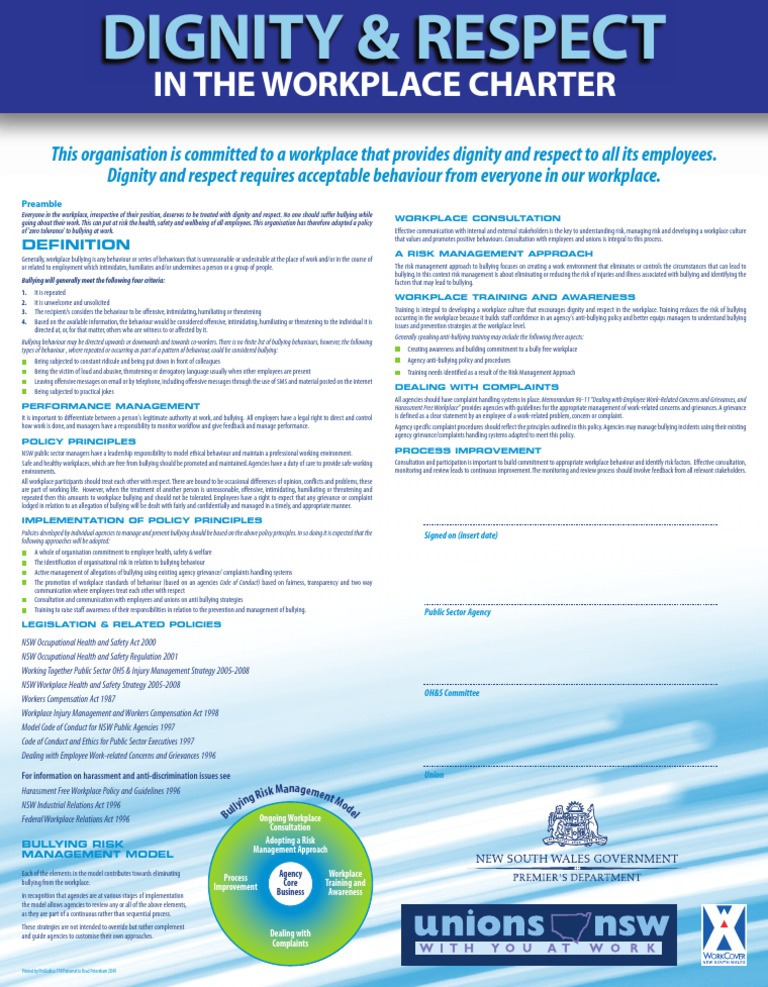 Dignity Respect Charter | Bullying | Workplace Bullying