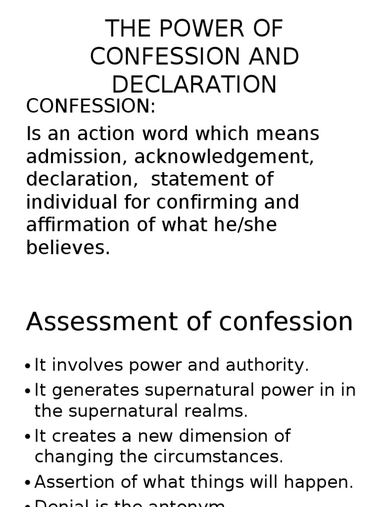 The Power of Confession and Declaration | PDF | Confession (Religion ...