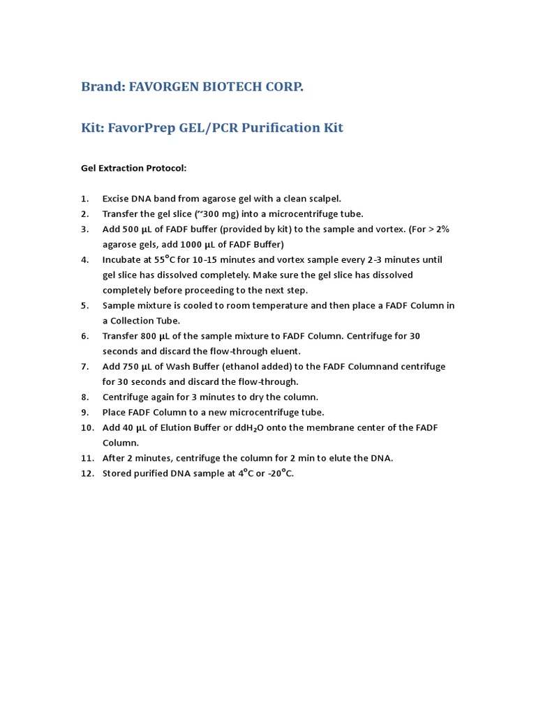 DNA Gel Extraction Guide | PDF | Wellness | Science & Mathematics