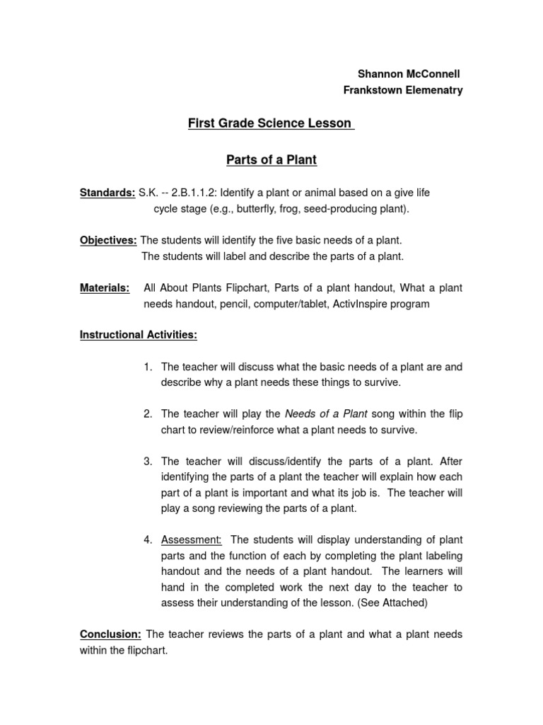 All About Plants Lesson Plan | PDF | Home & Garden | Science & Mathematics