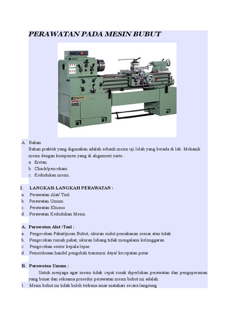 Perawatan Pada Mesin Bubut | PDF