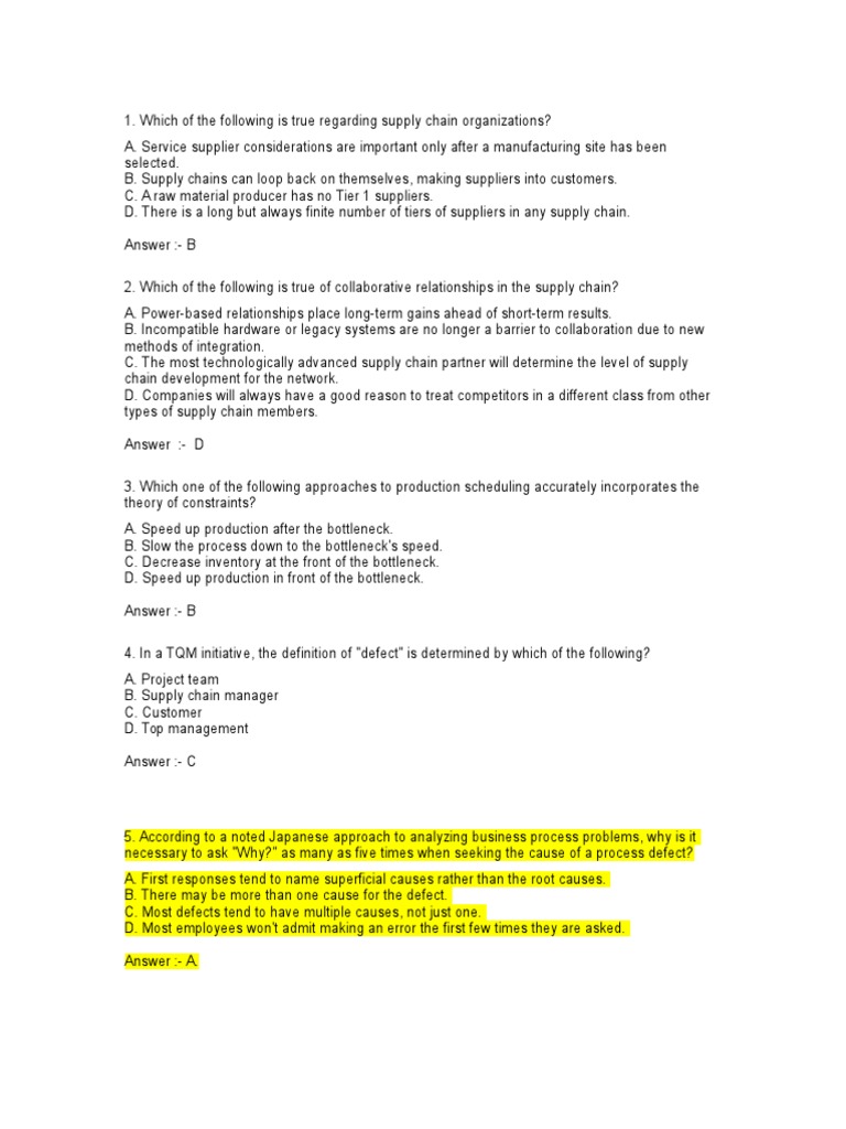 CSCP General Questions - 2 | PDF | Supply Chain | Inventory