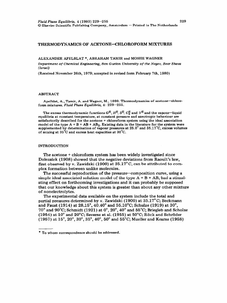 Thermodynamics of Acetona-Chloroform Mixtures | PDF | Physical ...