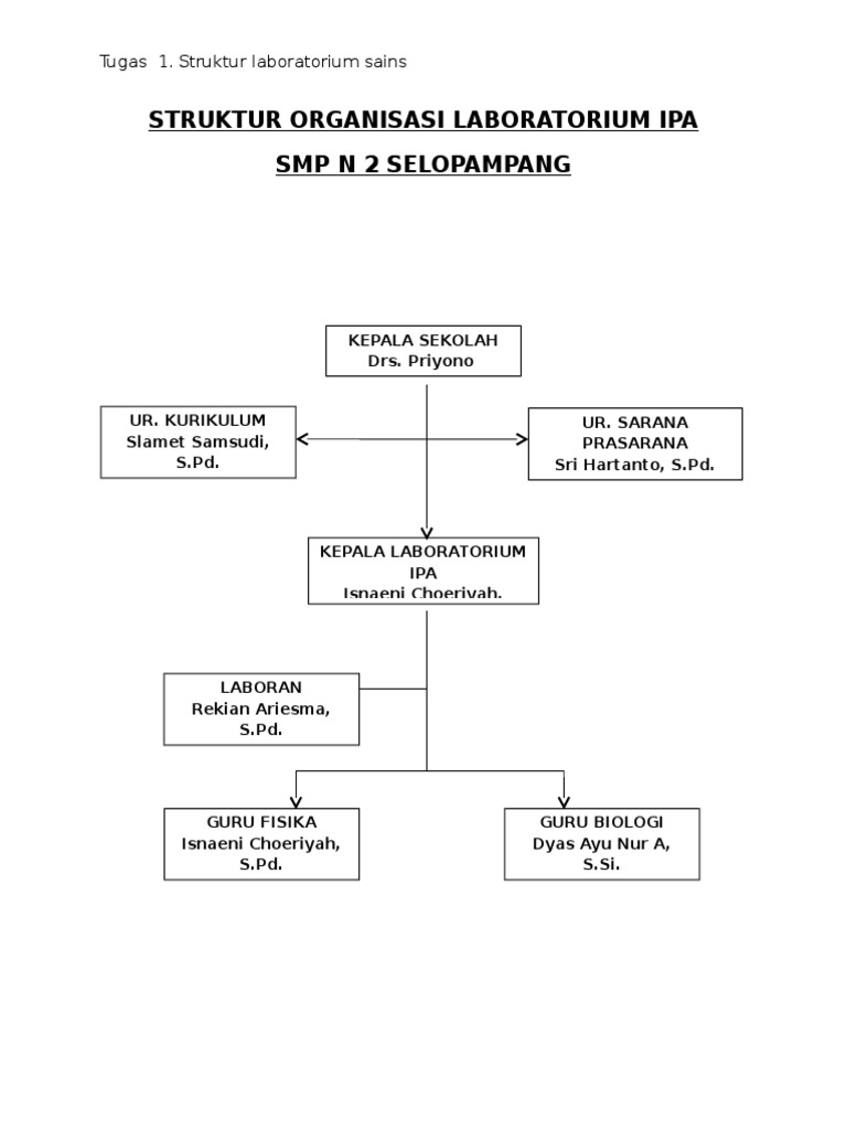 Struktur Organisasi Laboratorium Ipa | PDF