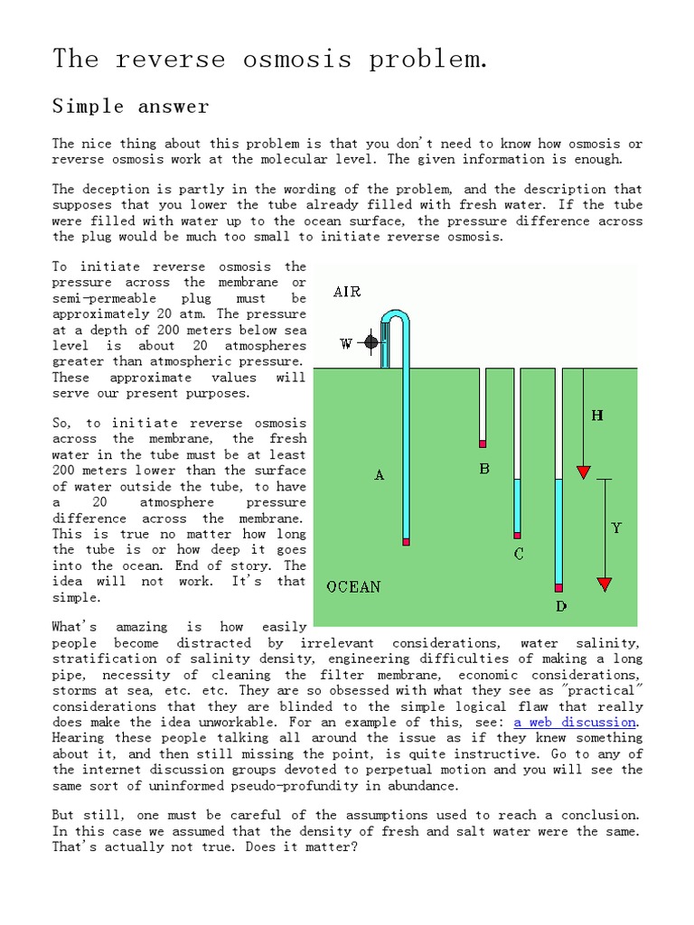 Reverse Osmosis Problem | PDF | Pressure | Seawater