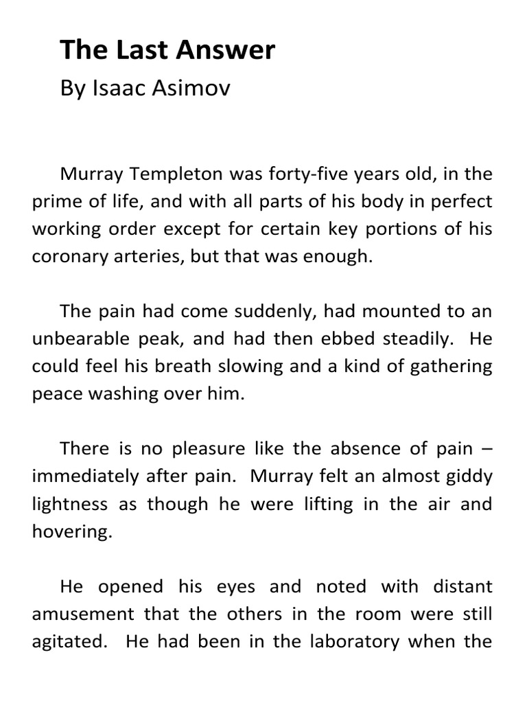 Asimov, Isaac - The Last Answer | PDF | Science & Mathematics