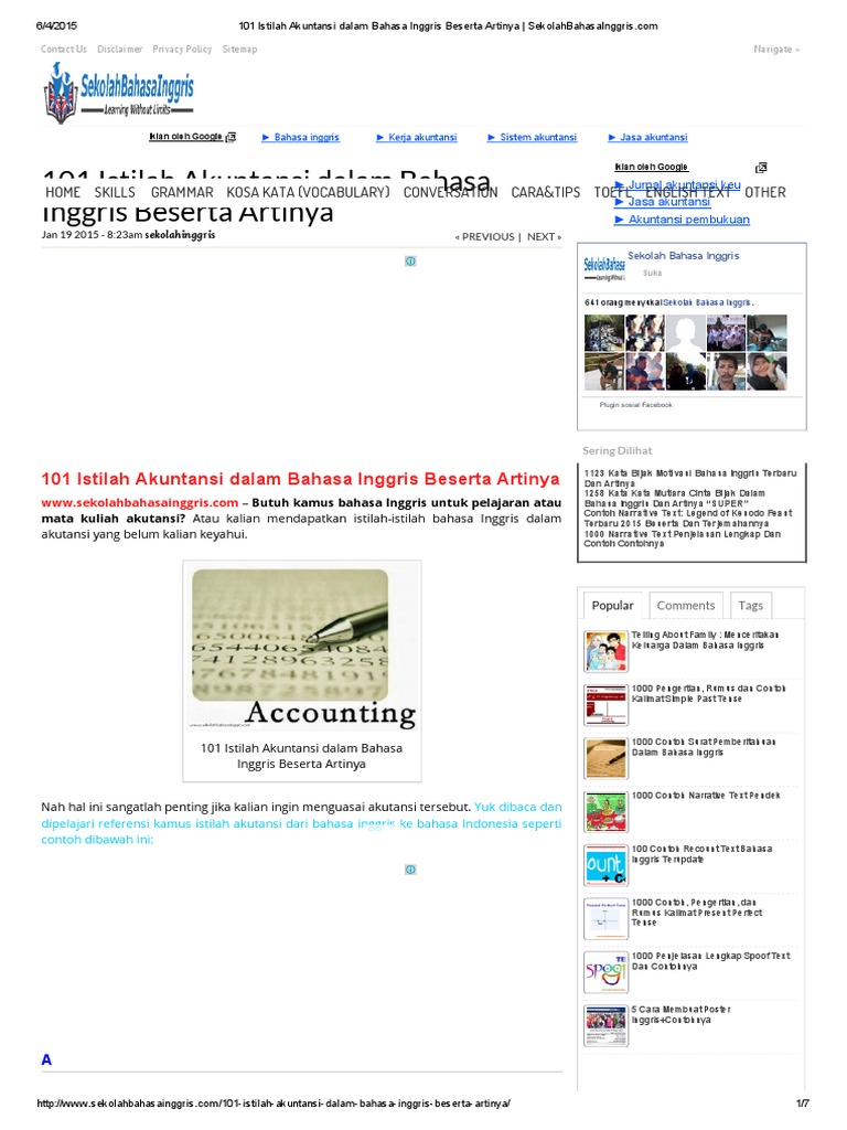 101 Istilah Akuntansi Dalam Bahasa Inggris Beserta Artinya ...