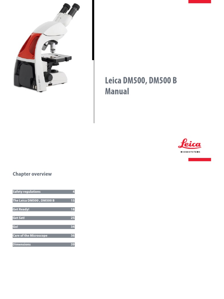 Leica DM-500 Microscope - User Manual | PDF | Lens (Optics) | Safety
