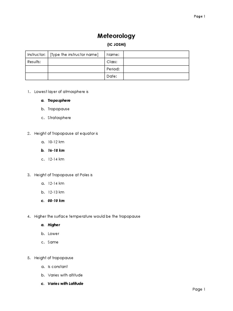IC Joshi Aviation Met Total Q. | PDF | Atmospheric Circulation | Wound