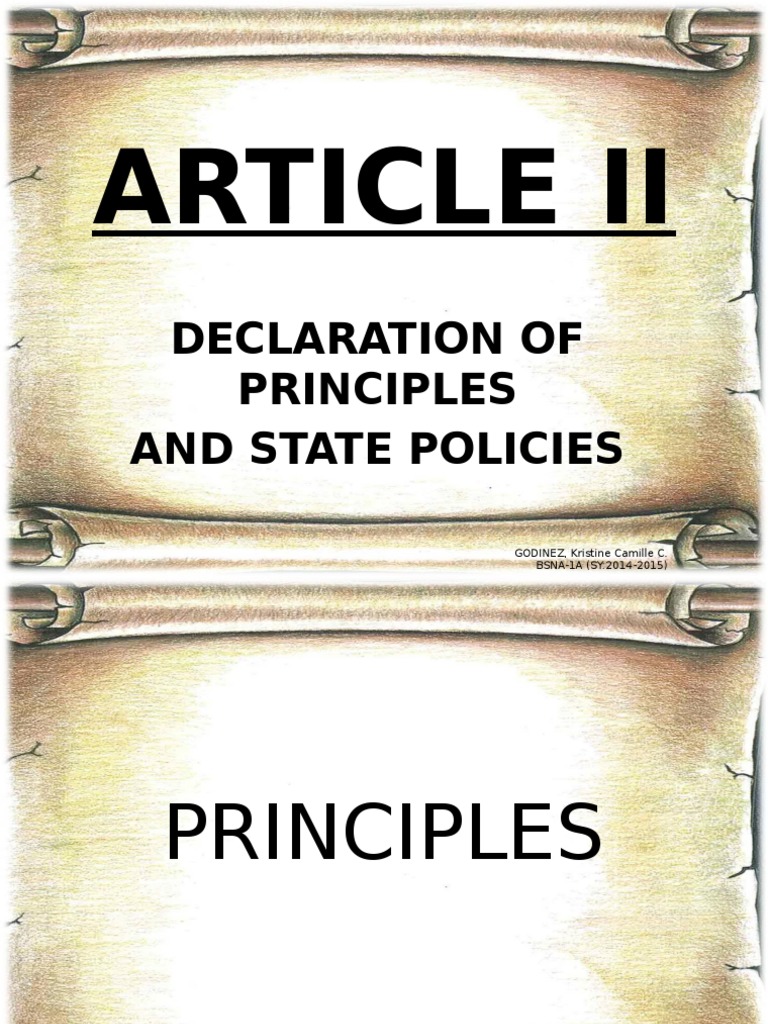 Article II: Declaration of Principles and State Policies | PDF ...