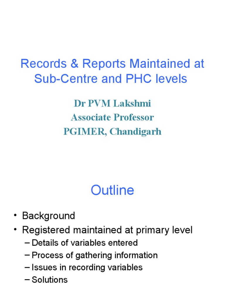 Records & Reports Maintained at Sub-Centre and PHC | PDF | Pregnancy ...