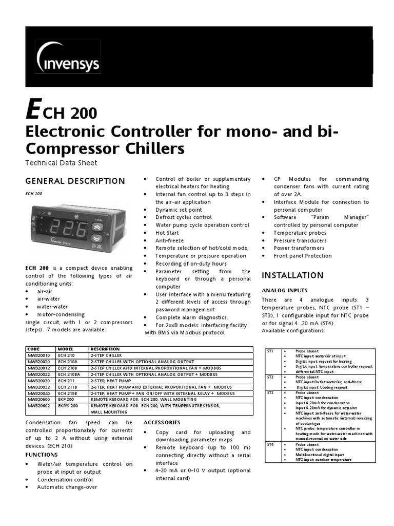 Invensys Ech210b | PDF | Heat Pump | Computer Keyboard