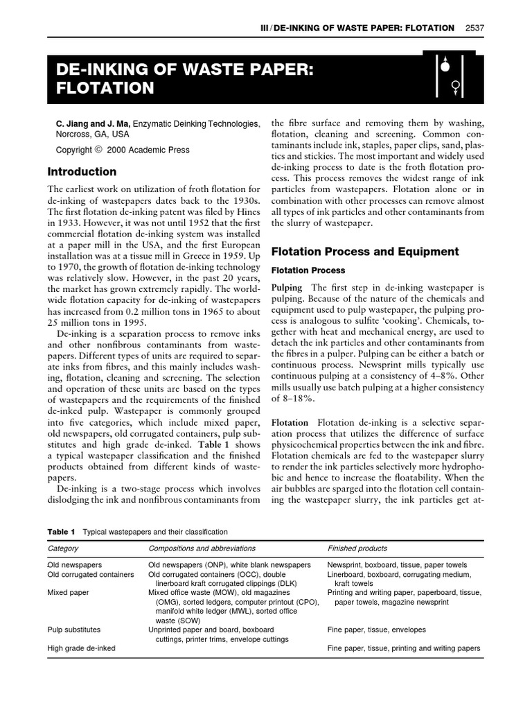 Deinking of Waste Paper - Flotation | PDF | Sodium Hydroxide | Surfactant