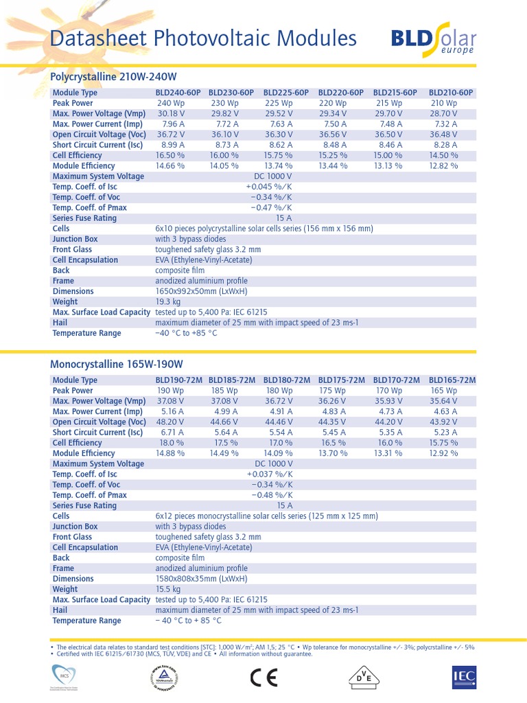 pv datasheet | Solar Cell | Solar Panel | Free 30-day Trial | Scribd
