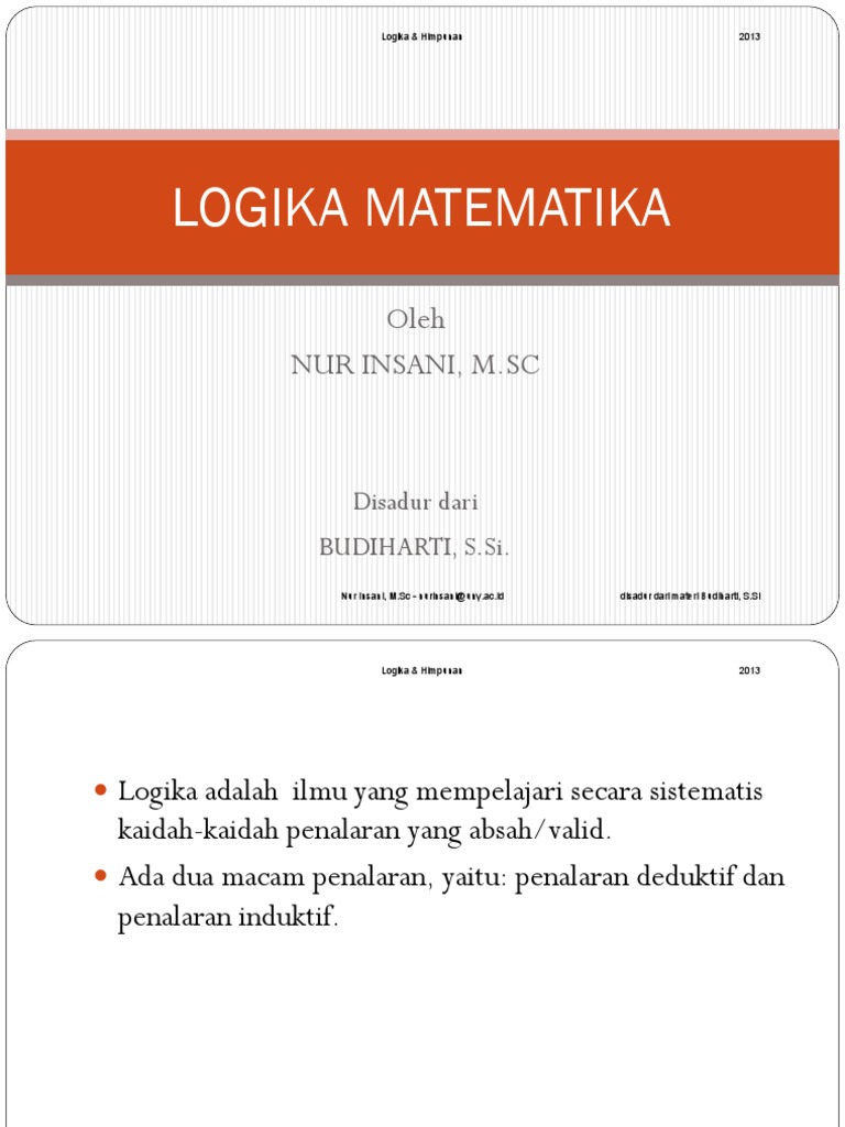 Logika - Negasi, Disjungsi, Konjungsi, Implikasi Dan Biimplikasi | PDF