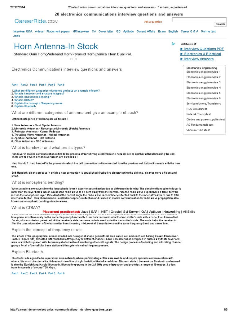 20 Electronics Communications Interview Questions and Answers ...