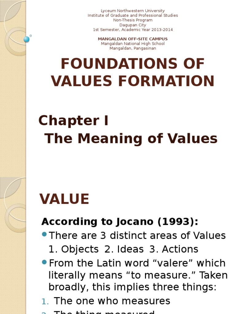 Foundations of Values Formation | PDF | Value (Ethics) | Reason