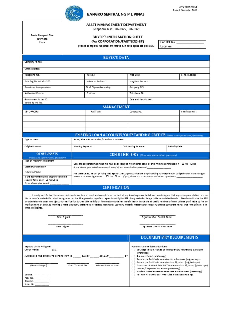 BSP-Information Sheet Corporation | Download Free PDF | Loans | Credit ...