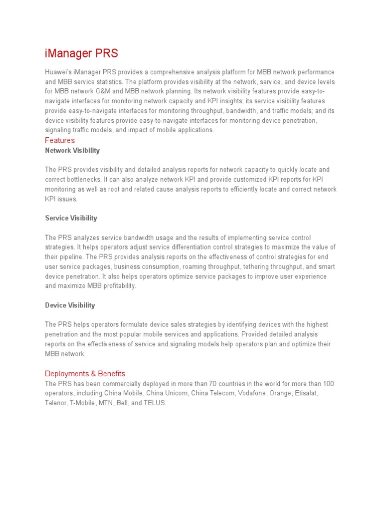 Huawei PRS IManager | PDF