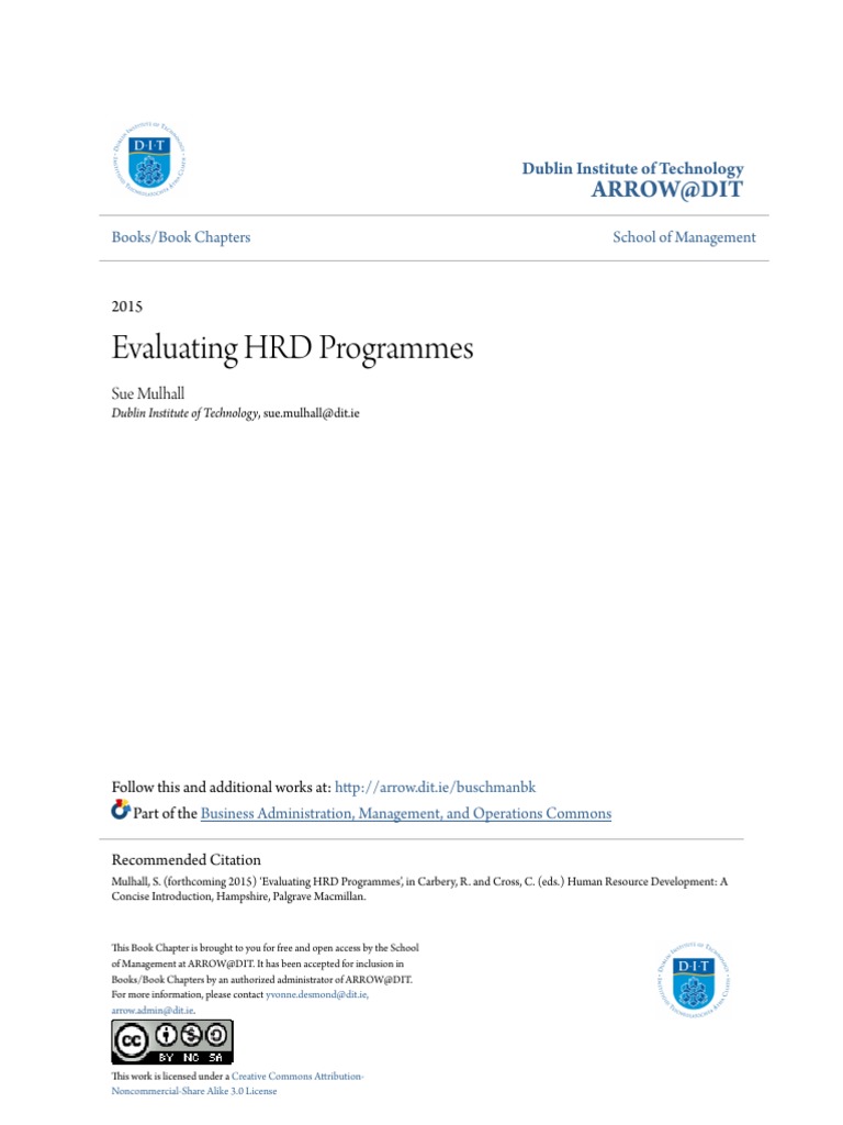 Evaluating HRD Programmes | PDF | Evaluation | Return On Investment