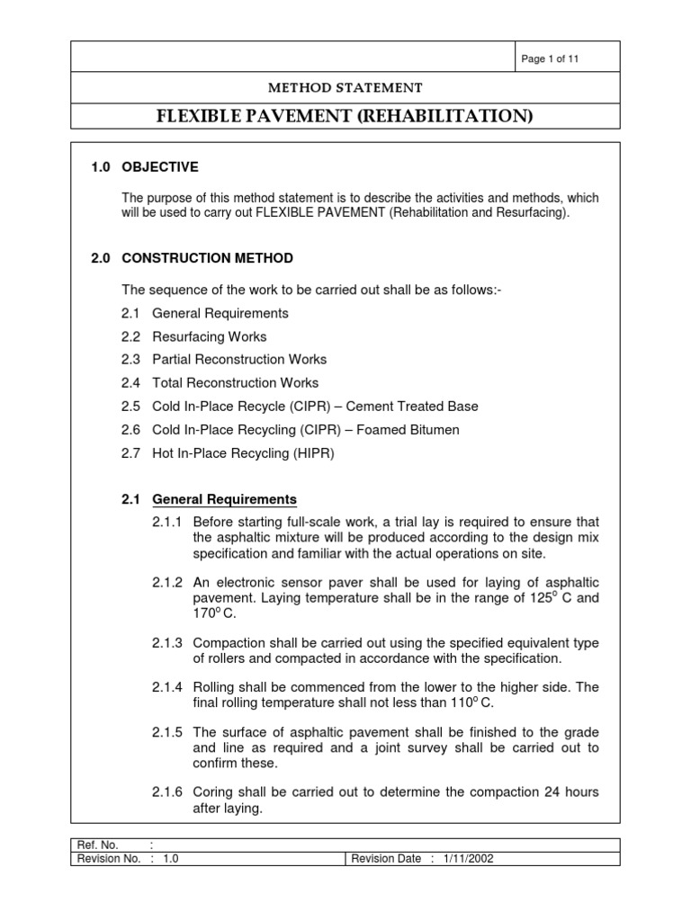 Method Statement For Rehabilitation Works | PDF | Road Surface | Asphalt
