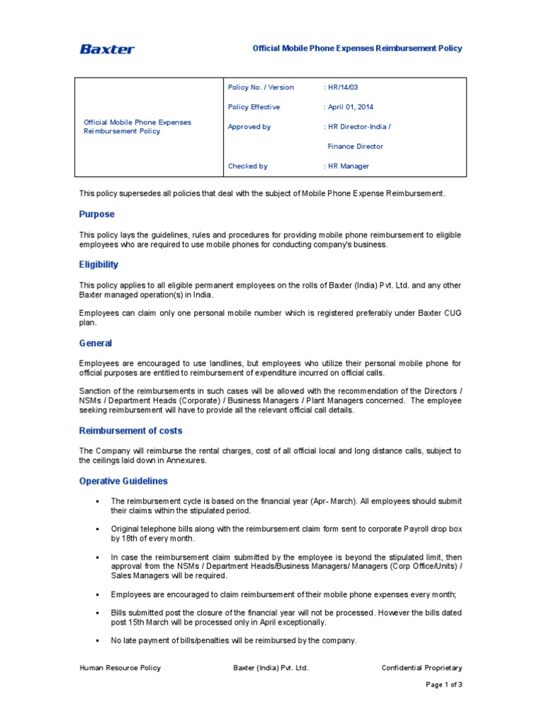 Mobile Reimbursement Policy_2014.pdf | Roaming | Business