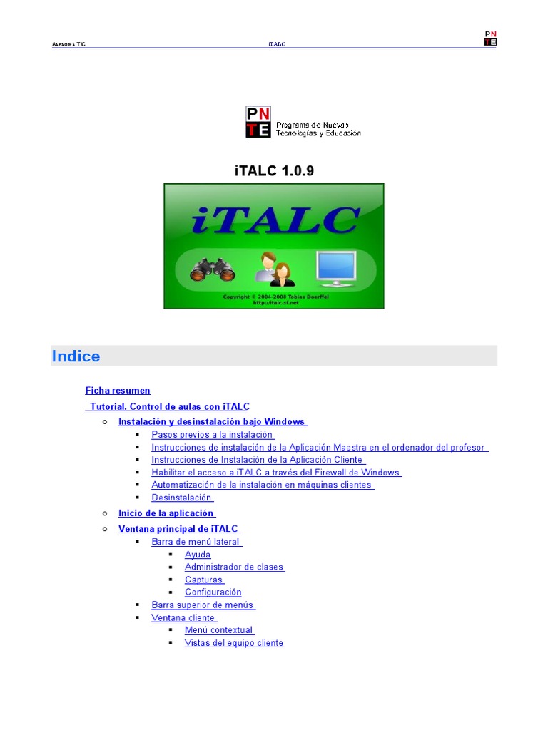 Tutorial Italc | PDF | Ventana (informática) | Cortafuegos (informática)