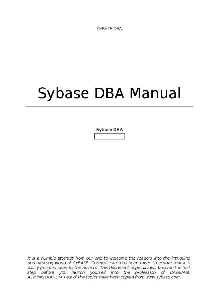 Sybase DBA User Guide For Beginners | PDF | Database Index ...