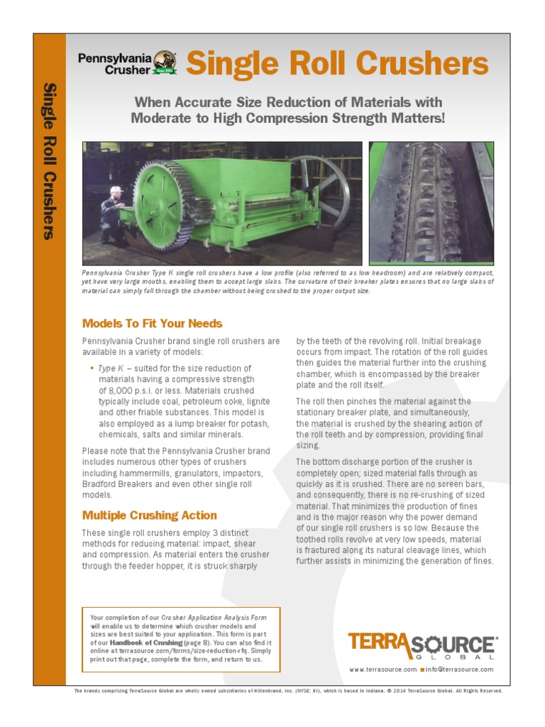 Single Roll Crushers | PDF | Manufactured Goods | Mechanical Engineering